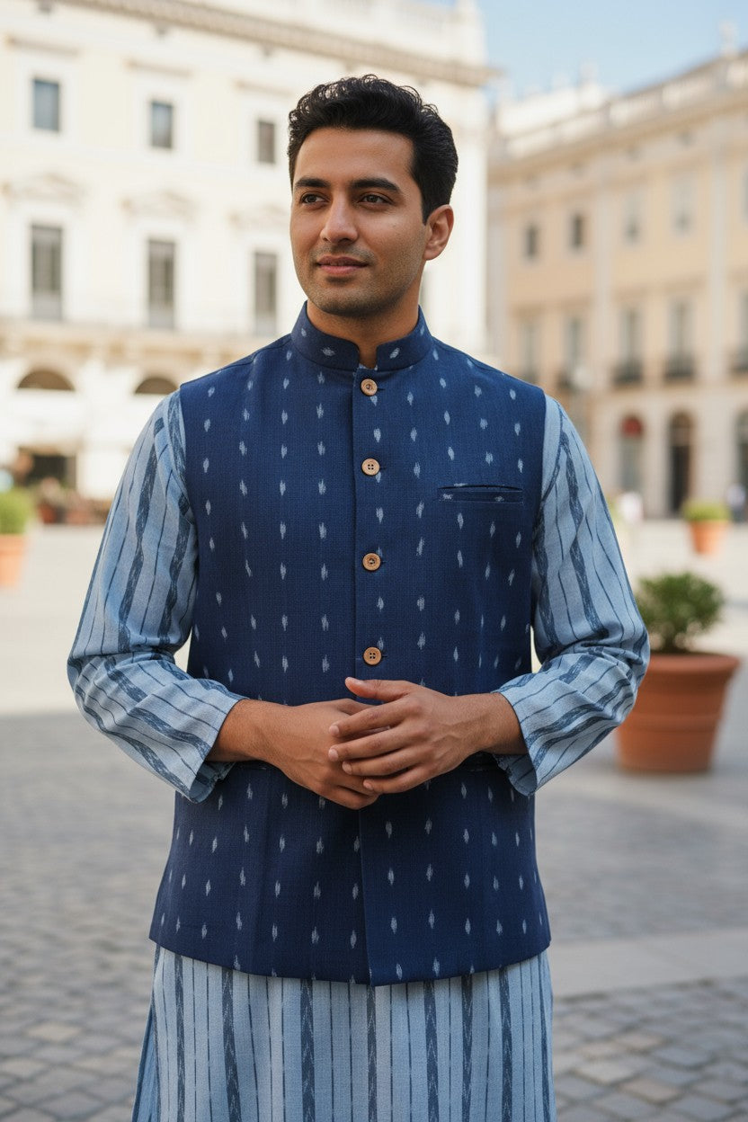 Handloom Blue Mens Modi Jacket – WeHandlooms