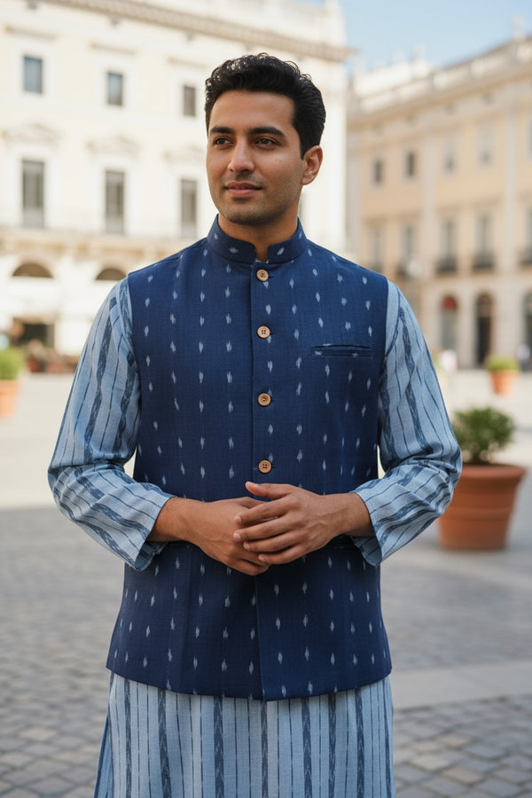 Handloom Blue Mens Modi Jacket – WeHandlooms