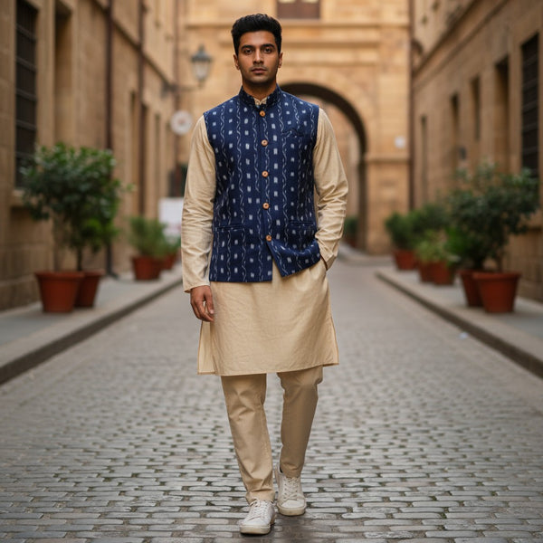 Handloom Men's Blue Modi Jacket – WeHandlooms